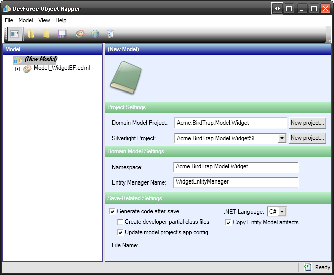 IdeaBlade DevForce – Model Setup Walk-through – Step 2: The DevForce Projects | One Man went to ...